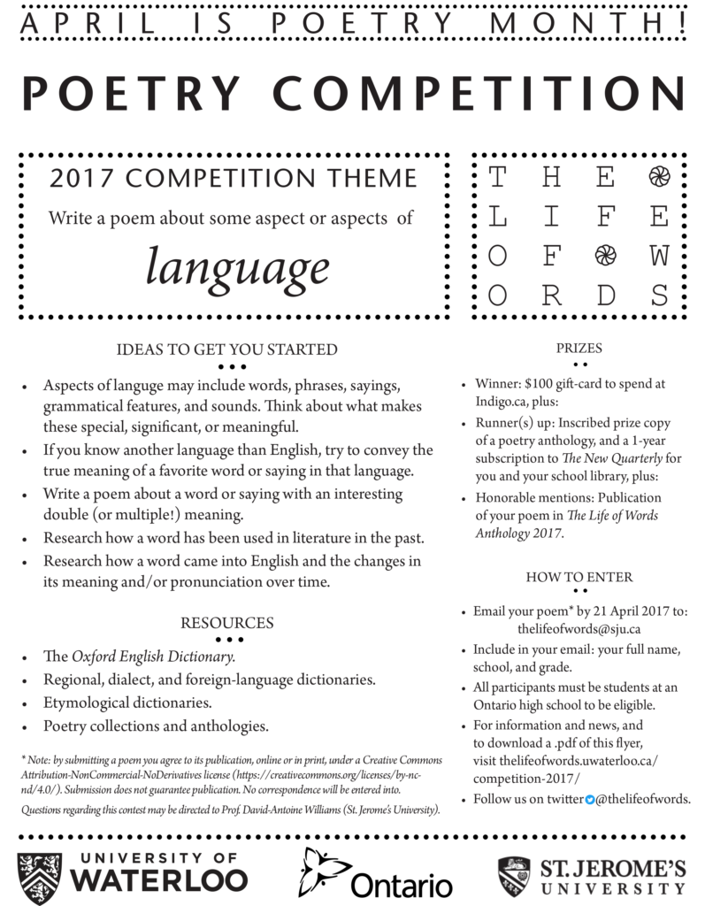 Poetry Competition Time – The Life of Words